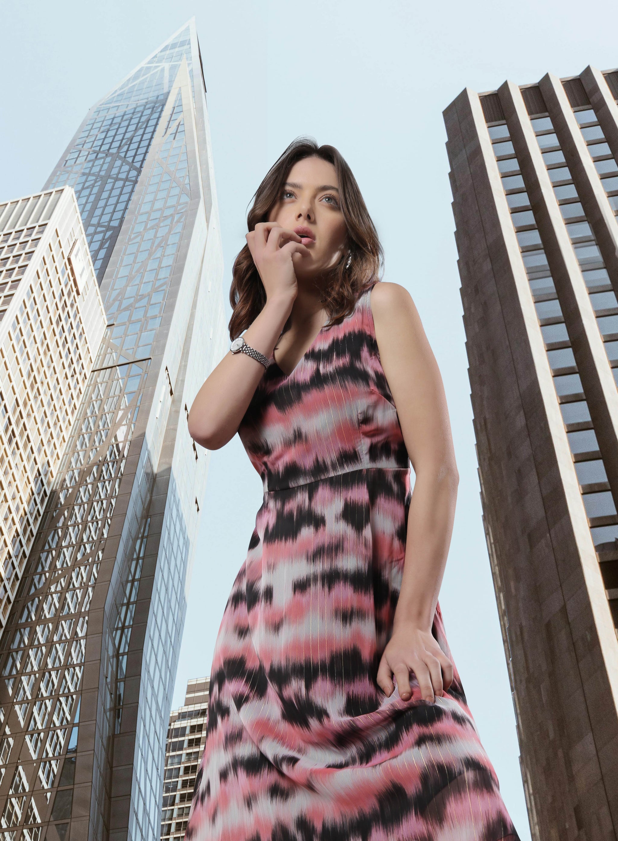 Buy Multi-Colored Printed A-Line Midi Dress - Zink London