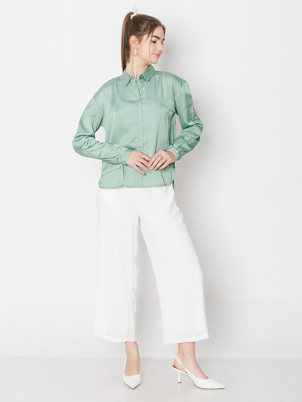 Buy Green Solid Regular Fit Shirt - Zink London