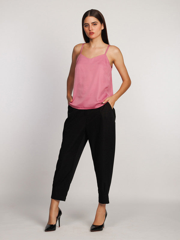 Buy Pink Solid Regular Tank Top - Zink London
