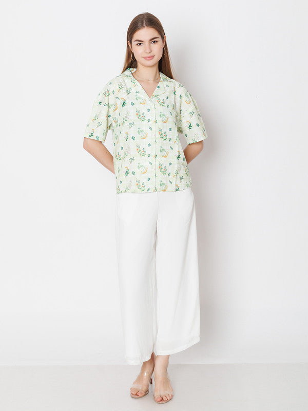 Buy Green Printed Regular Fit Shirt - Zink London