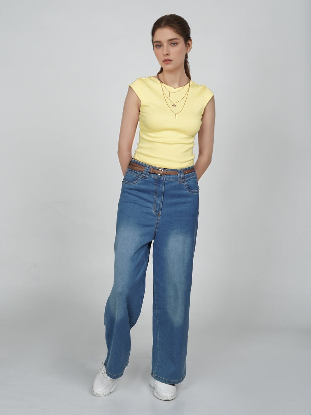 Buy Yellow Solid Basic Top - Zink London