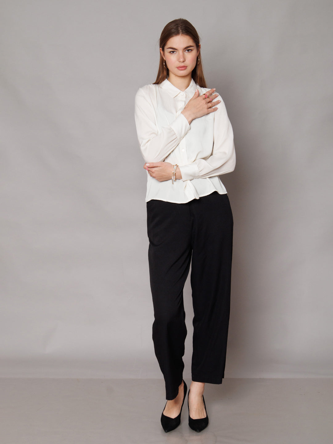 Buy Solid White Gathered Shirt - Zink London