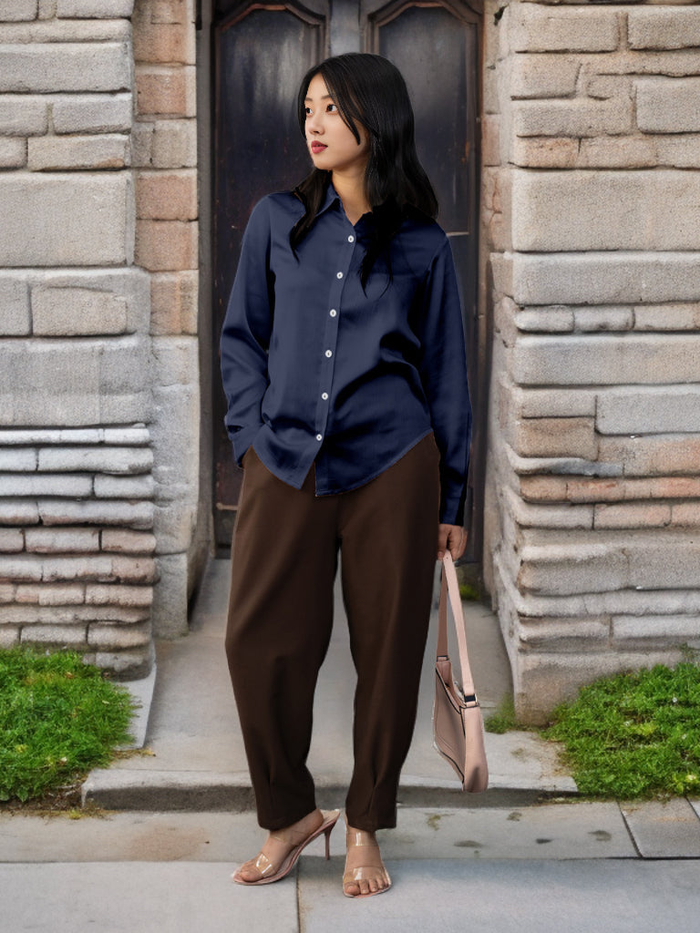 Buy Solid Navy Regular Shirt - Zink London