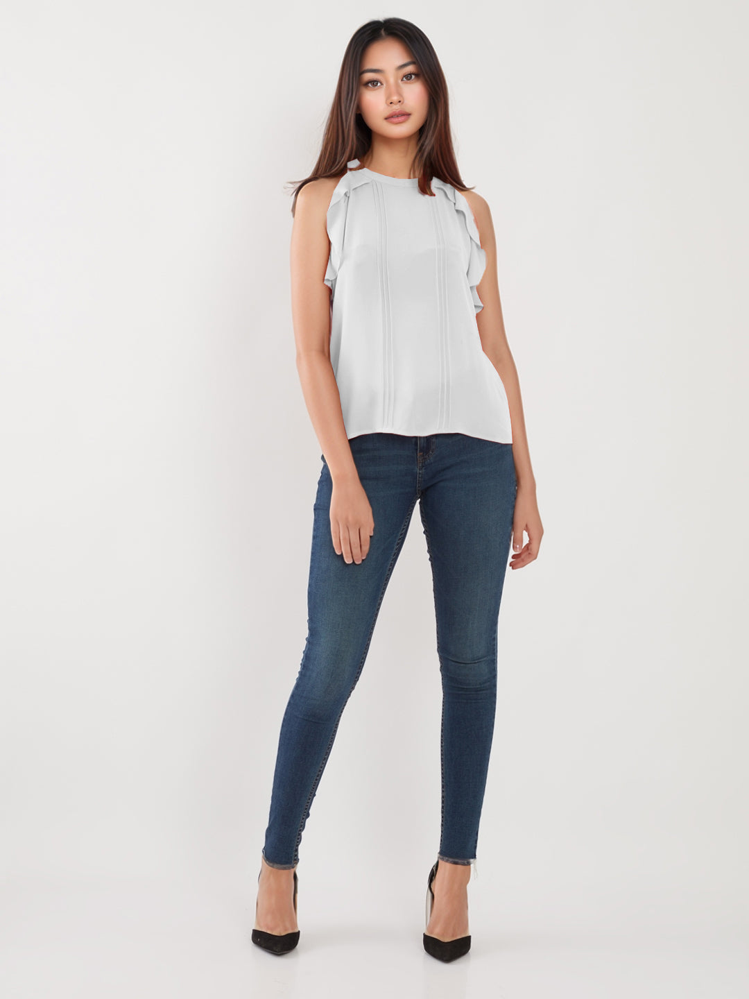 Buy White Solid Regular Top - Zink London