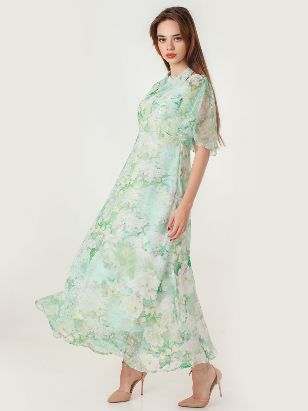 Buy Green Printed Regular Maxi Dress - Zink London