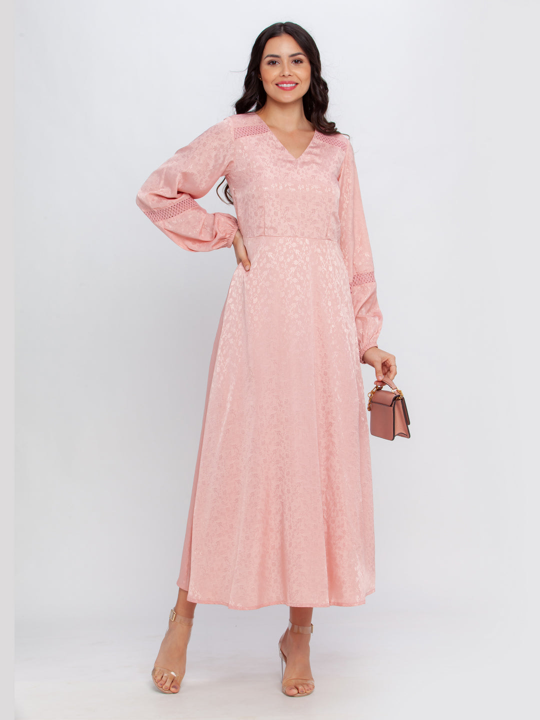 Buy Pink Printed Maxi Dress - Zink London