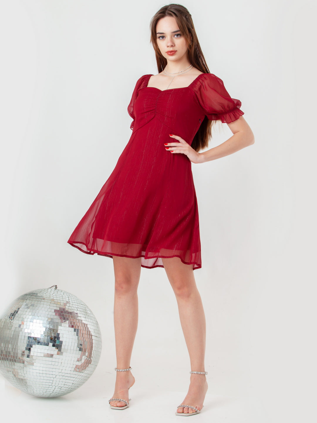 Buy Maroon Solid Regular Short Dress - Zink London