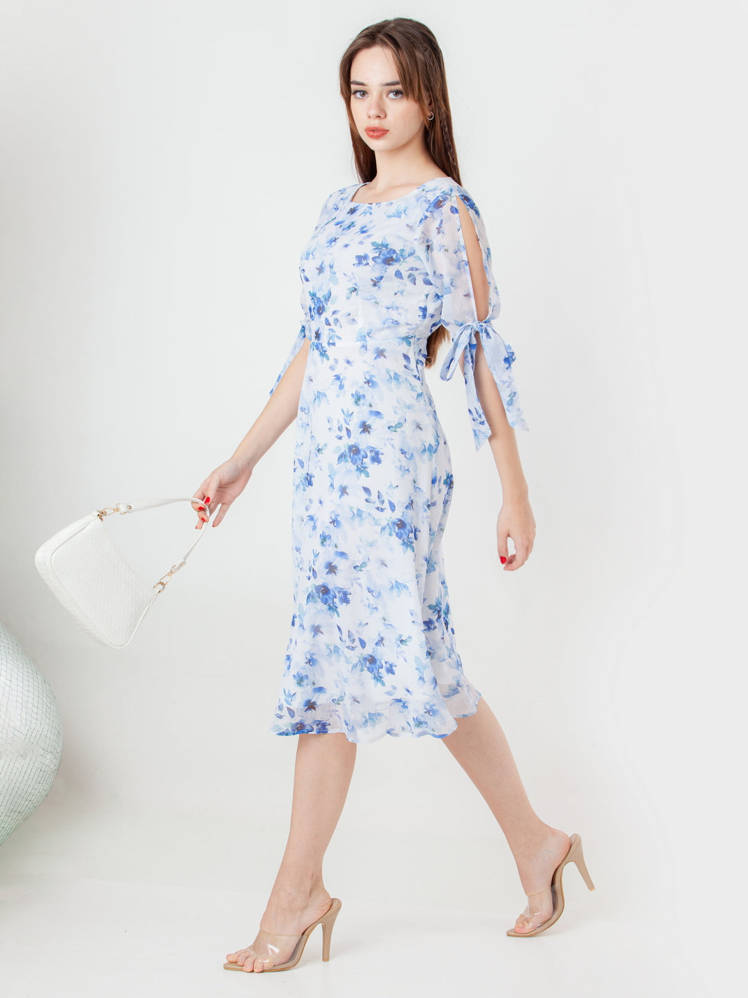 Buy White Printed Regular Midi Dress - Zink London