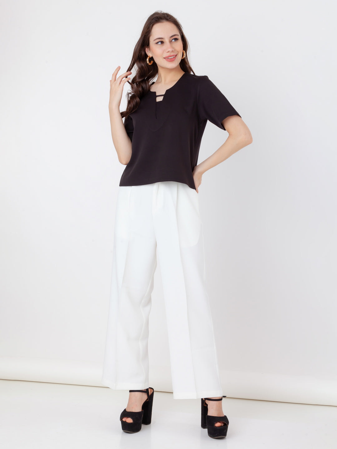 Buy Black Solid Regular Top - Zink London