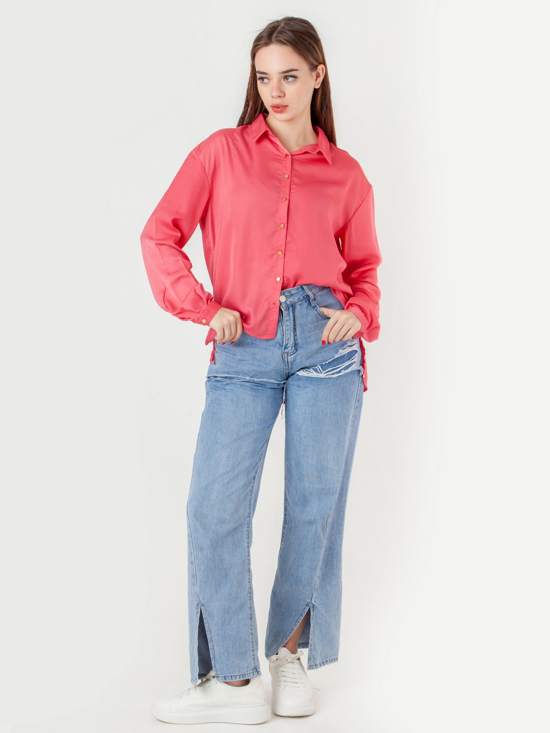 Buy Pink Solid Regular Shirt - Zink London