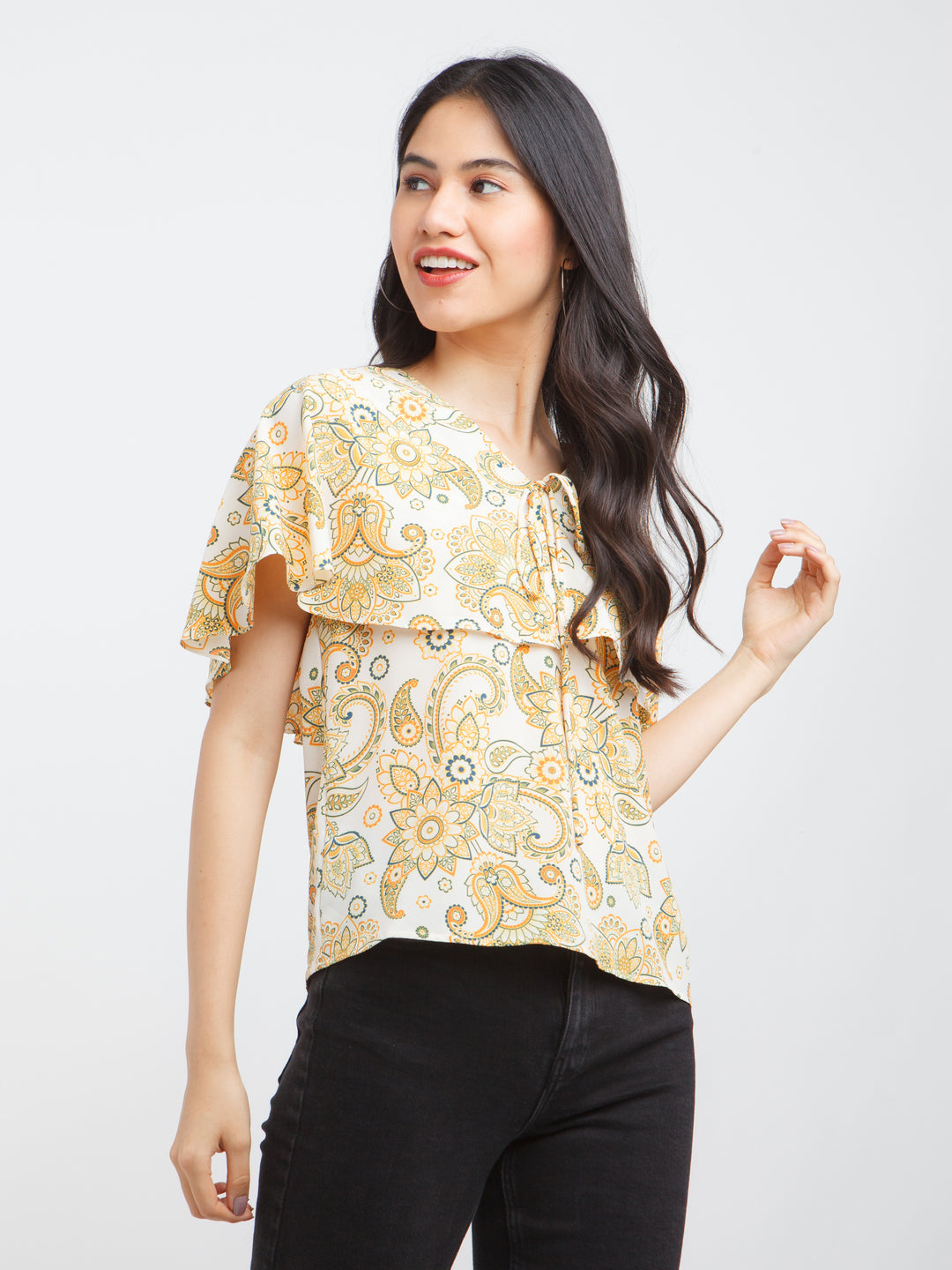 Buy Multicolored Printed Cape Top For Women Online - Zink London