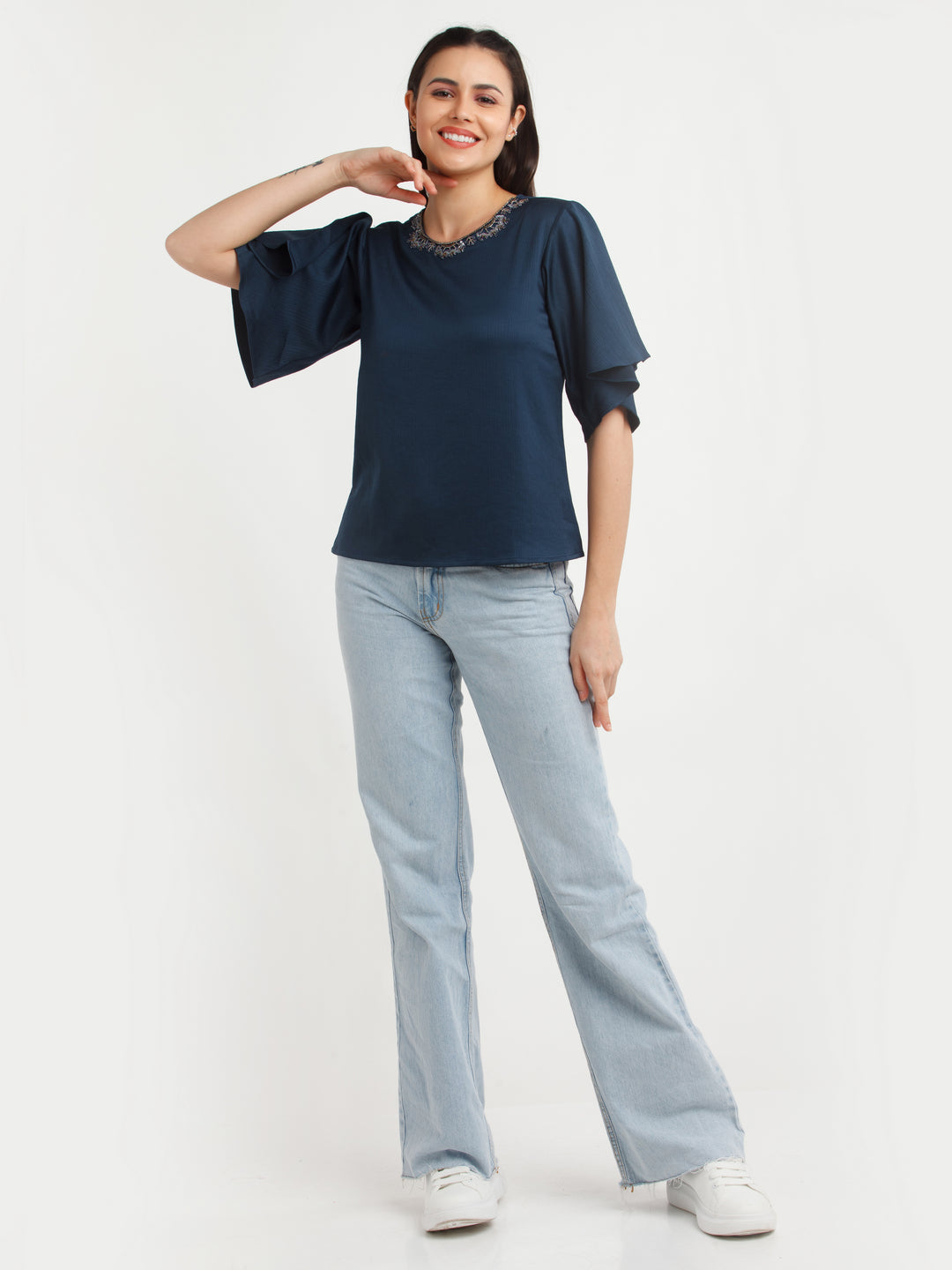 Navy Blue Solid Top